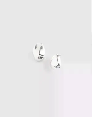 Madewell Organic Droplet Statement Stud Earrings - Light Silver Ox