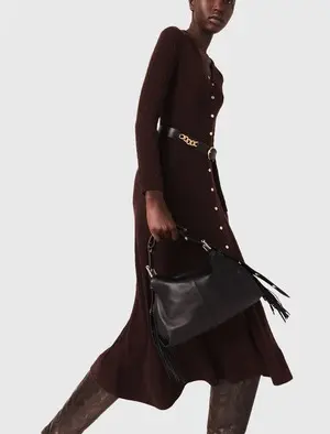 Maje Cable-knit Maxi Dress With Buttons