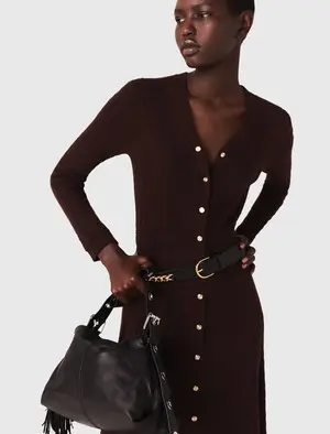 Maje Cable-knit Maxi Dress With Buttons
