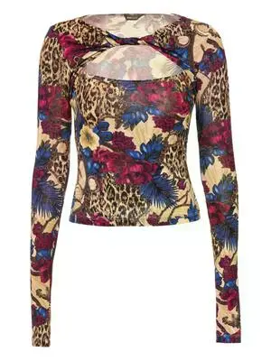 Just Cavalli Mix-print Keyhole Top - Multicolour