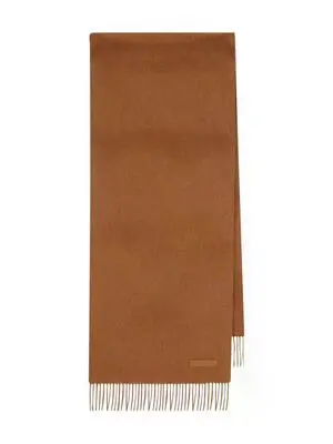 Zegna Fringed Logo Scarf - Brown