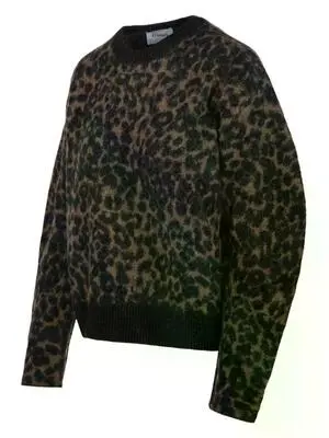 NUDE Leopard-print Balloon Sleeve Sweater - Green