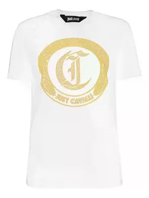 Just Cavalli Embellished Logo T-shirt - White
