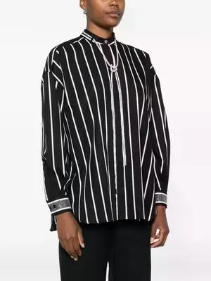 Pinko Striped Rhinestone-covered Shirt