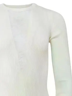 FLEUR DU MAL Quinn Lace-insert Ribbed Bodysuit - Neutrals