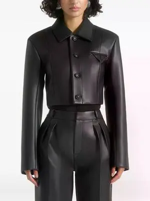 Manière De Voir Wide Shoulder Leather Jacket - Black