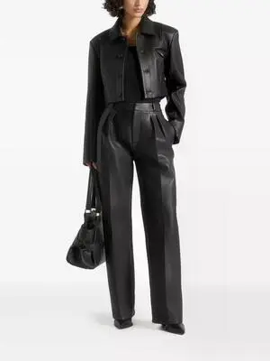 Manière De Voir Wide Shoulder Leather Jacket - Black
