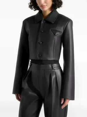 Manière De Voir Wide Shoulder Leather Jacket - Black
