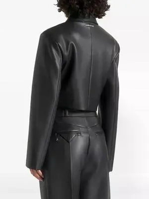 Manière De Voir Wide Shoulder Leather Jacket - Black