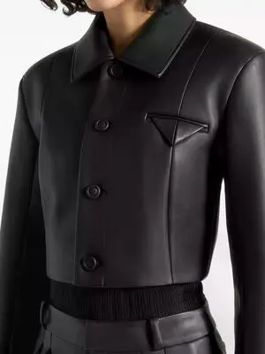 Manière De Voir Wide Shoulder Leather Jacket - Black