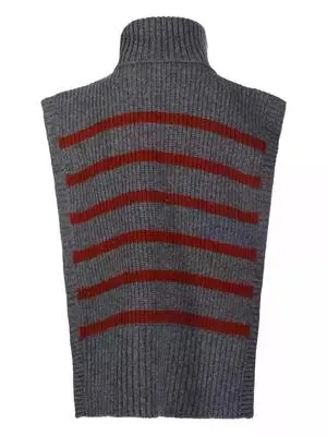 DAVANTINO Sleeveless Striped Turtleneck Sweater - Grey