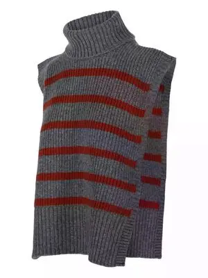 DAVANTINO Sleeveless Striped Turtleneck Sweater - Grey