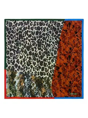 Bimba Y Lola Animal-print Patchwork Scarf - Red