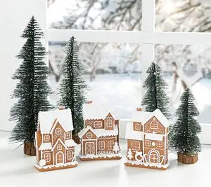GLITZHOME 5.5'h Christmas Resin Gingerbread Hou Ses Set Of 3 - One-color