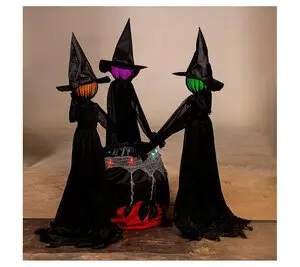 EVERGREEN Led 3 Witches & Cauldron Garden Stake