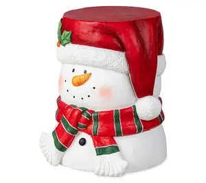 GLITZHOME 14' Christmas Snowman Stool Or Accent Table