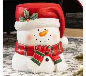 GLITZHOME 14' Christmas Snowman Stool Or Accent Table