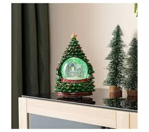 GLITZHOME Christmas Lighted Musical Christmas T Ree Waterglobe - One-color