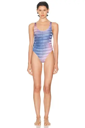 JEAN PAUL GAULTIER Air Swimsuit - Light Blue  Blue  & Peach