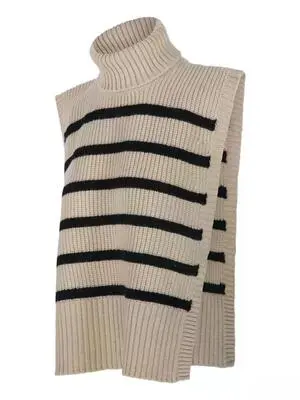 DAVANTINO Striped Turtleneck Vest - Neutrals