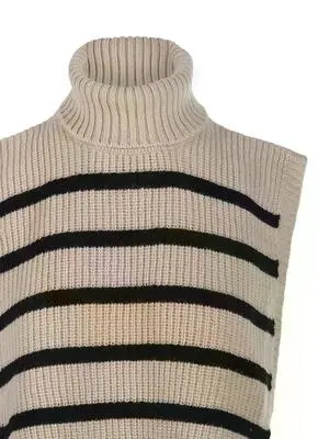 DAVANTINO Striped Turtleneck Vest - Neutrals