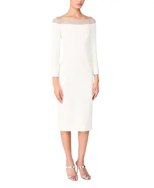 Jenny Packham Calypso Off-the-shoulder Embellished Midi Dress - Vanilla