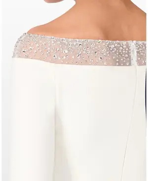 Jenny Packham Calypso Off-the-shoulder Embellished Midi Dress - Vanilla