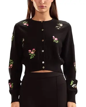 Cynthia Rowley Forget Me Not Cardigan - Black Multi