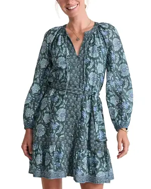 Vineyard Vines Long Sleeve Belted Dress - Edie Floral Balsam