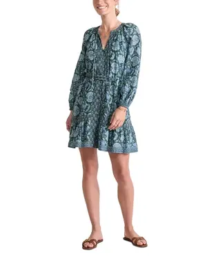 Vineyard Vines Long Sleeve Belted Dress - Edie Floral Balsam