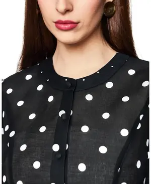 MARC CAIN Silk And Linen Polka Dot Blouse