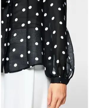 MARC CAIN Silk And Linen Polka Dot Blouse