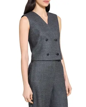 Theory Double Breasted Marled Wool Vest
