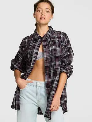 Pink Boyfriend Flannel Sleepshirt