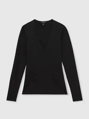 REISS Maeve Atelier Knitted Silk-blend Top - Black
