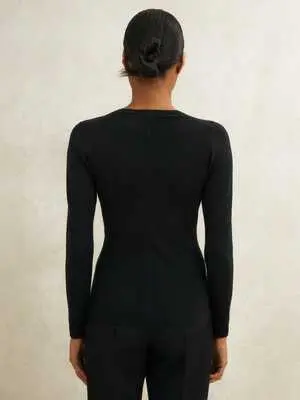 REISS Maeve Atelier Knitted Silk-blend Top - Black