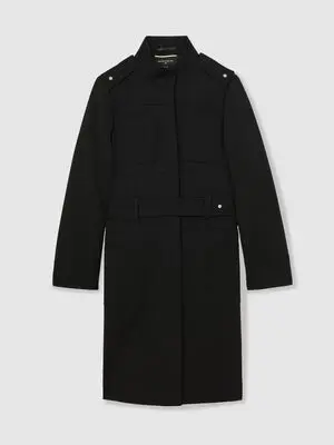 REISS Wool Belted Long Coat