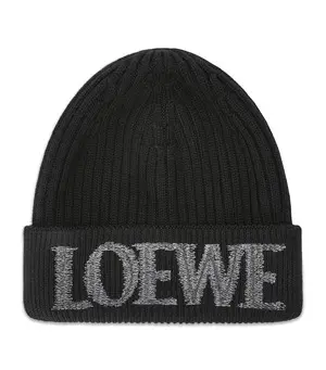 Loewe Wool Embroidered-logo Beanie - Black