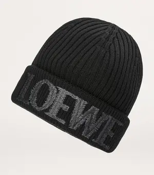 Loewe Wool Embroidered-logo Beanie - Black