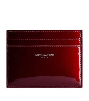 Saint Laurent Patent Leather Card Holder - Pink