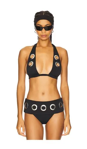 1XBLUE Eyelet Bikini Top - Black