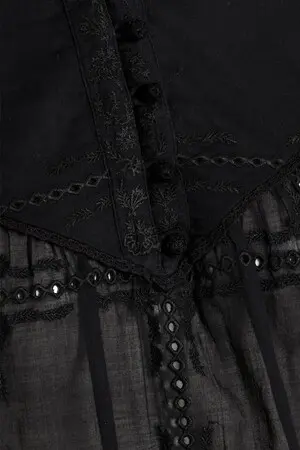 Farm Rio Embroidered Cotton-voile Top