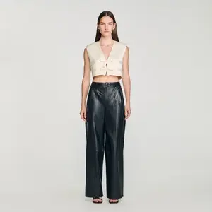Sandro Sleeveless Satin Crop Top