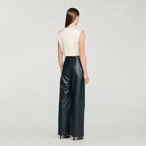 Sandro Sleeveless Satin Crop Top