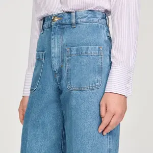 Sandro High-waisted Wide-leg Jeans - Blue Jean