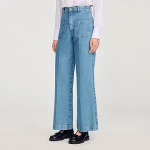 Sandro High-waisted Wide-leg Jeans - Blue Jean