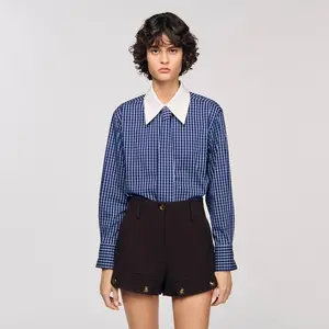 Sandro Checkered Shirt With Removable Tie