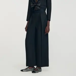 Sandro Wide-leg Trousers With Elastic Waist