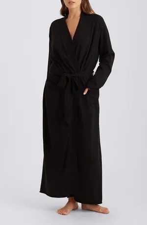 PAPINELLE Cotton & Cashmere Robe - Black