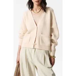 & Other Stories Patch Pocket Wool & Cotton Cardigan - Beige Dusty Light